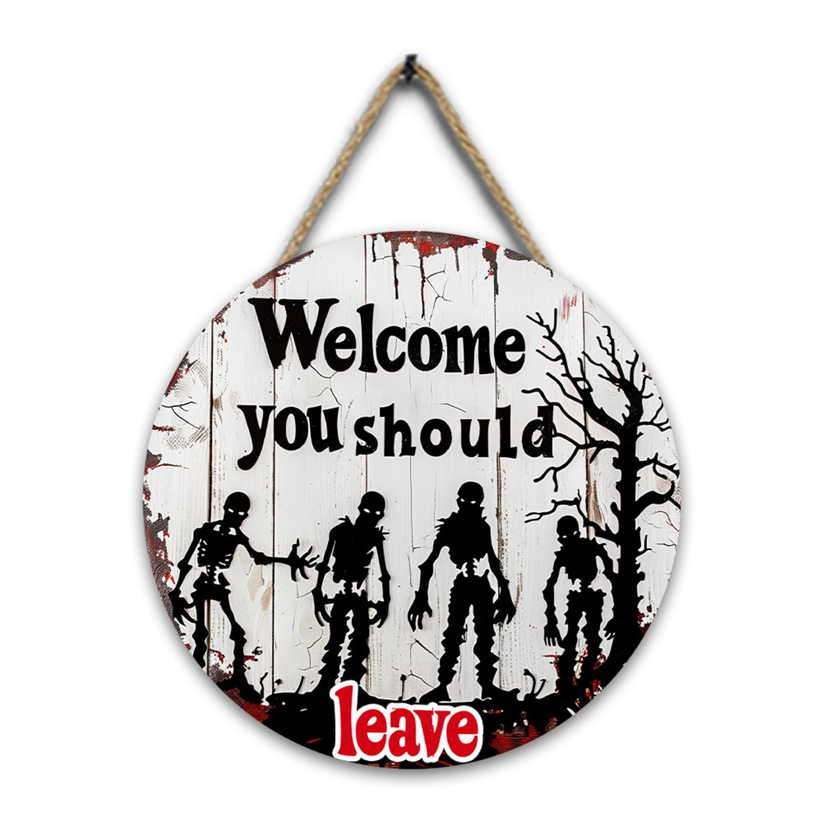 CMrtew Hallow-een Sign for Front Door Decor Hallow-een Wooden Door ...