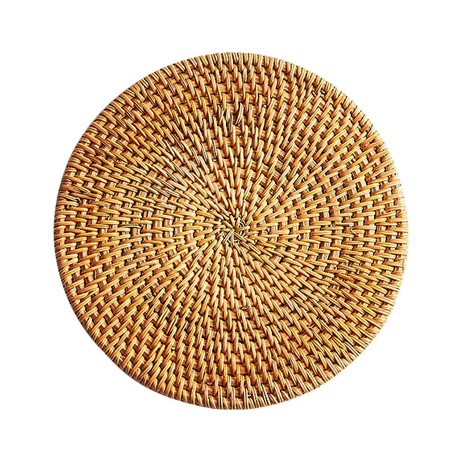 CMrtew Handwoven Rattan Table Mats Set Heat Resistant Round Placemats ...