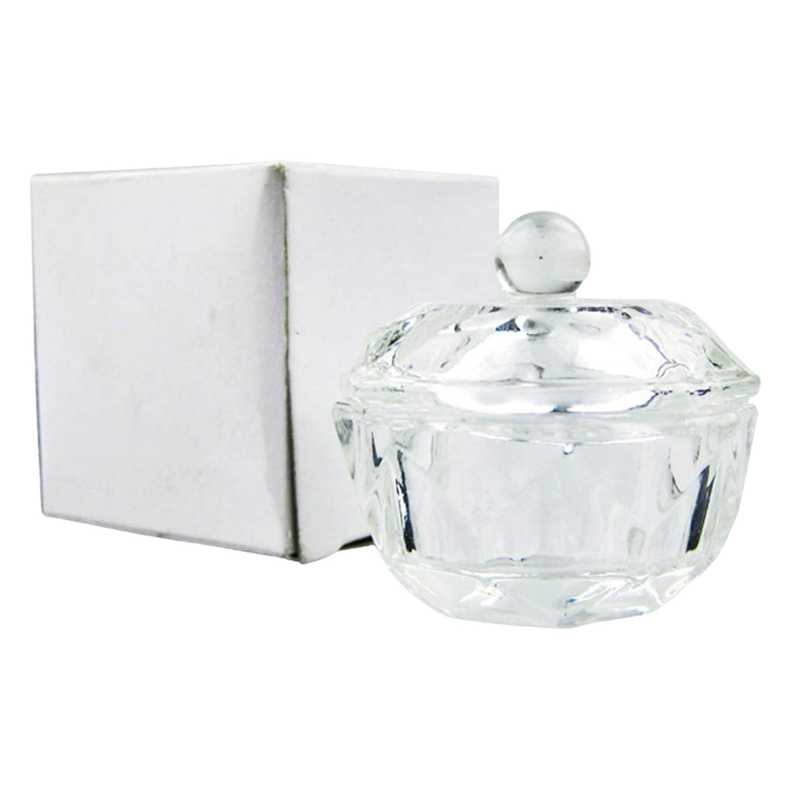 CMrtew Nail Art Acrylic Liquid Powder Dappen Dish with Lid Clear Glass ...