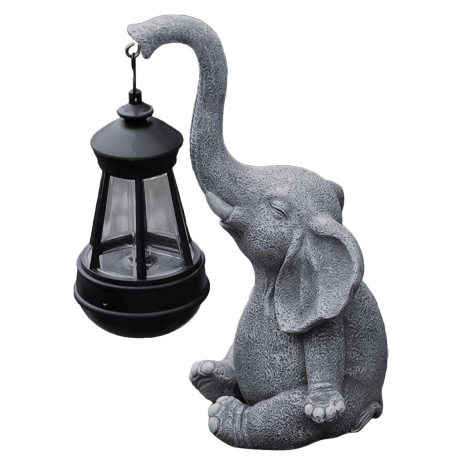 CMrtew Outdoor Elephant Sculpture Elephant Sculpture with Solar Lamp ...