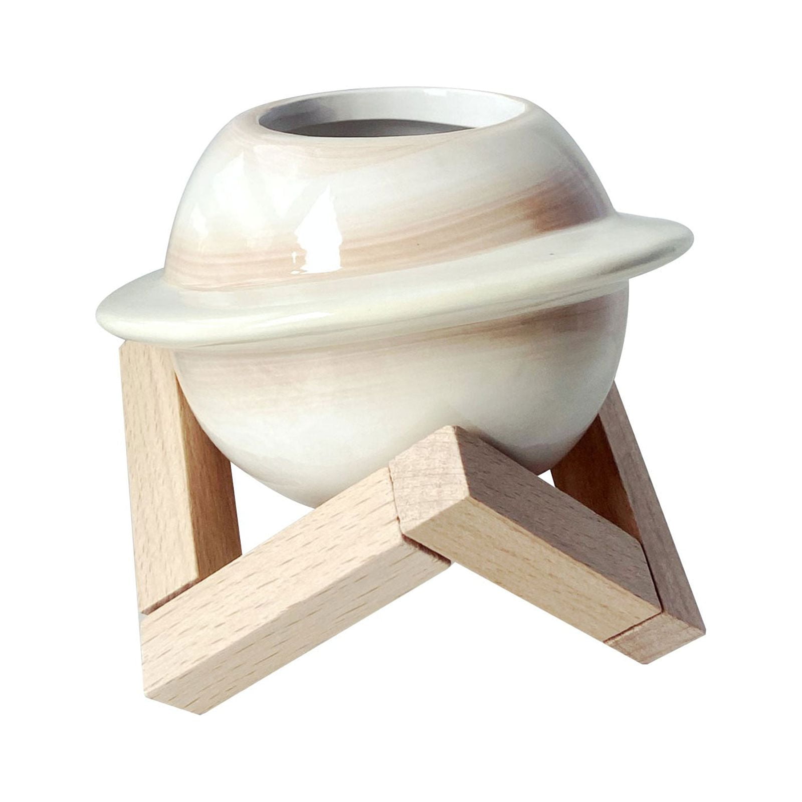 CMrtew Colorful Planet Pot with Stand, Spherical Flower Pot Airship ...