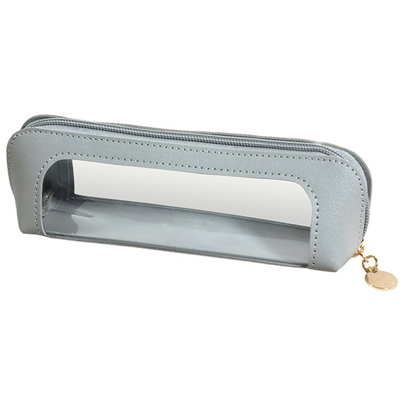 CMrtew Small Clear Makeup Bag, PU Leather Travel Makeup Brush Case ...