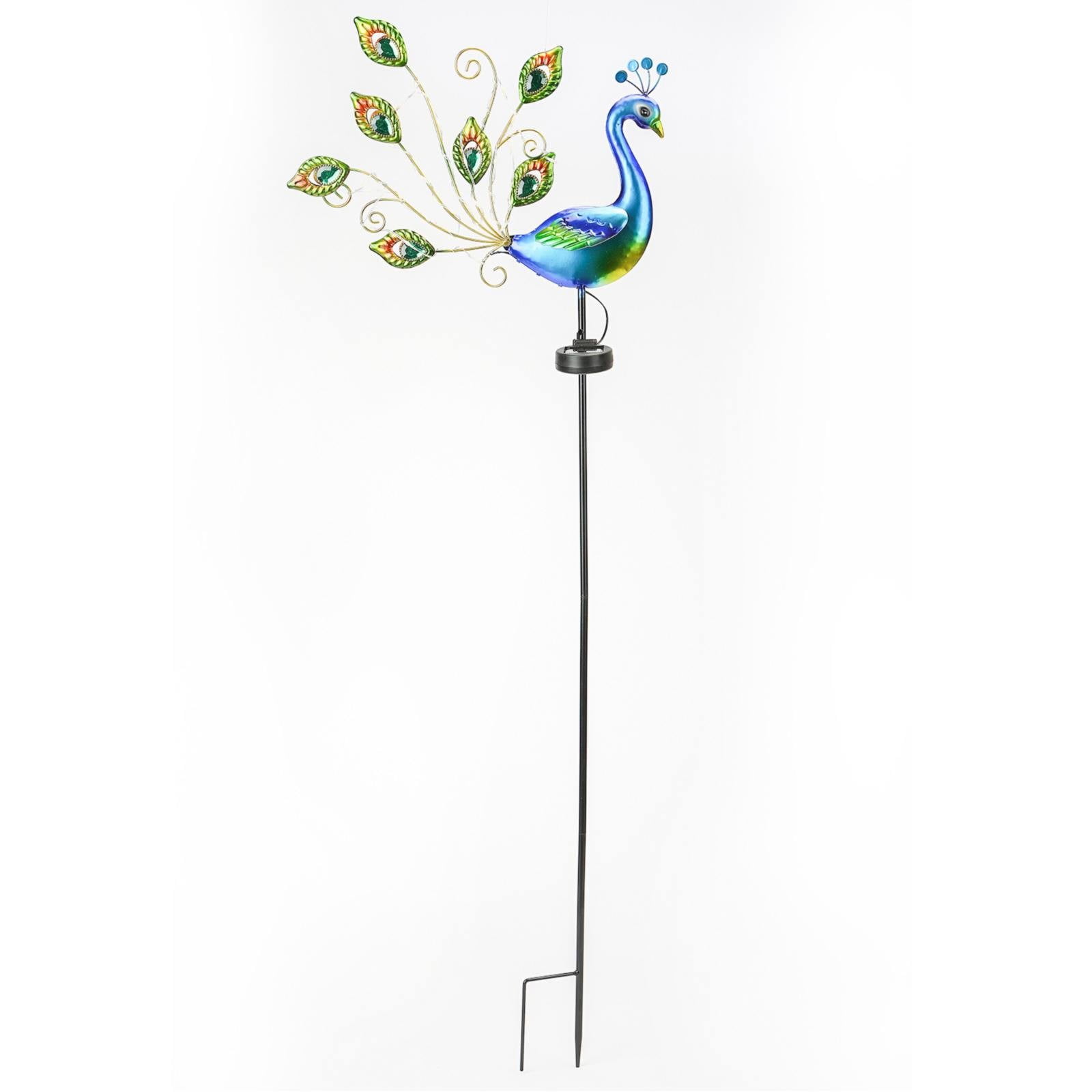 CMrtew Solar Peacock Garden Decor, Metal Peacocks Figurine Lights,Solar ...