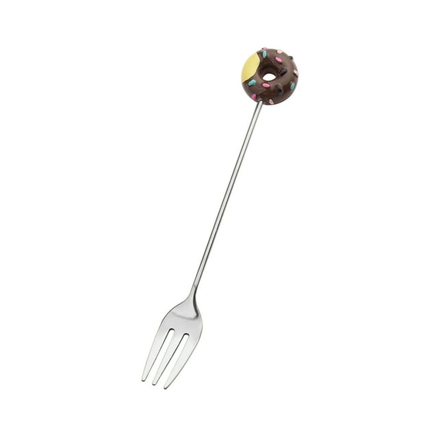 CMrtew Stainless Steel Dessert Fork & Spoon Set Elegant Donut-Shaped ...