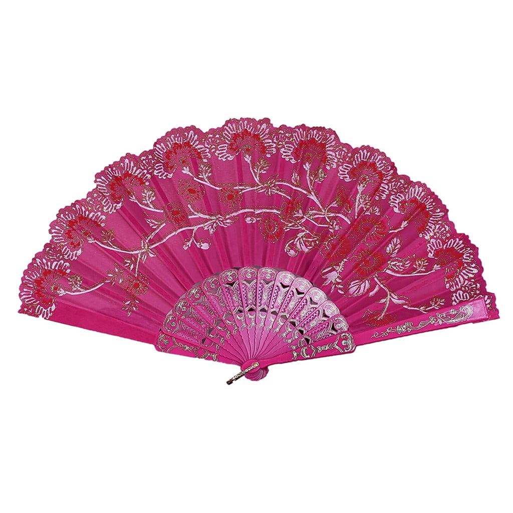 CMrtew Vintage Embroidery Hand Fan Fan Chinese Style Dance Wedding ...