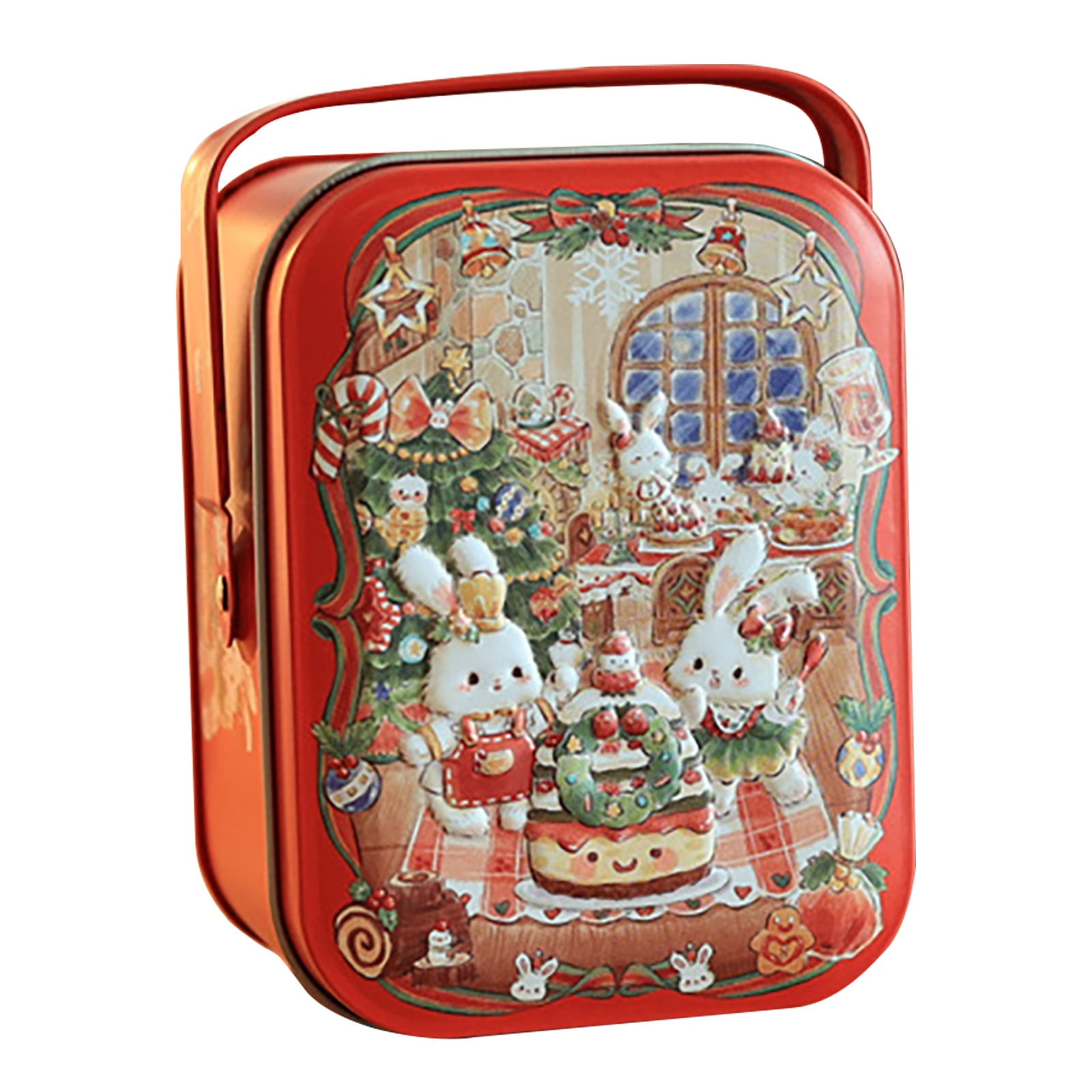 CMrtew Vintage Rabbit Biscuit Tin Food-Grade Handheld Cookie Can with ...