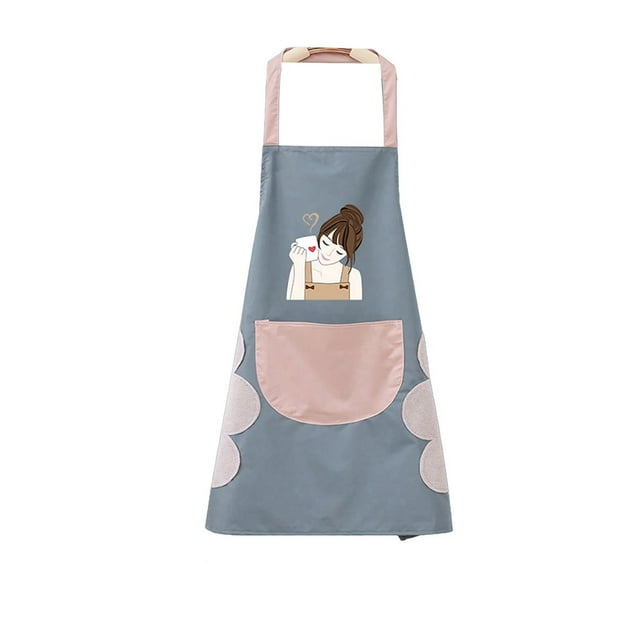CMrtew Women Kitchen Apron Kitchen Apron PVC and Oil Proof Home Apron ...