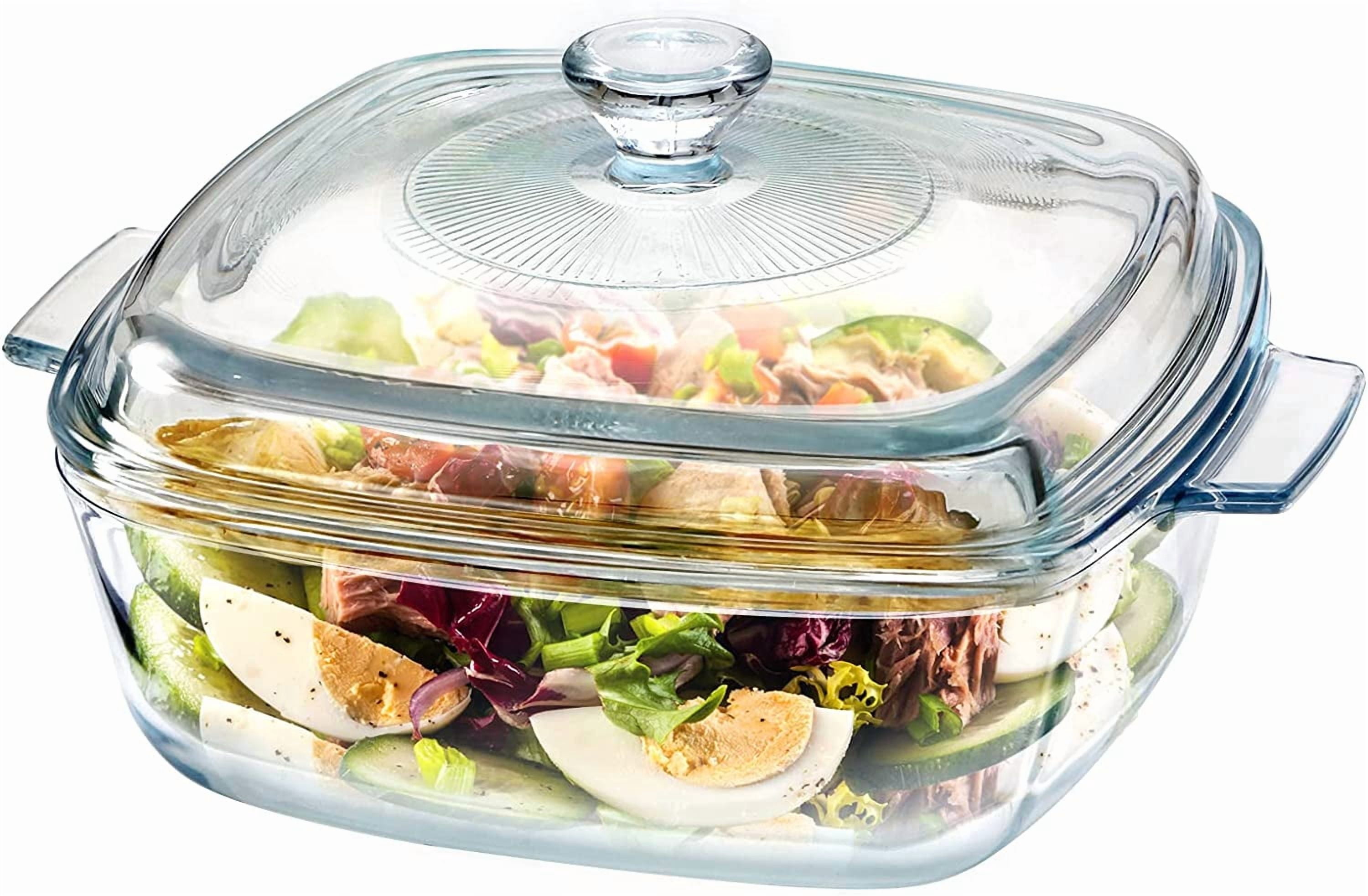 CN 0.8L Glass Casserole Dish with Lid Oven Safe Square Casserole Dish 5 ...