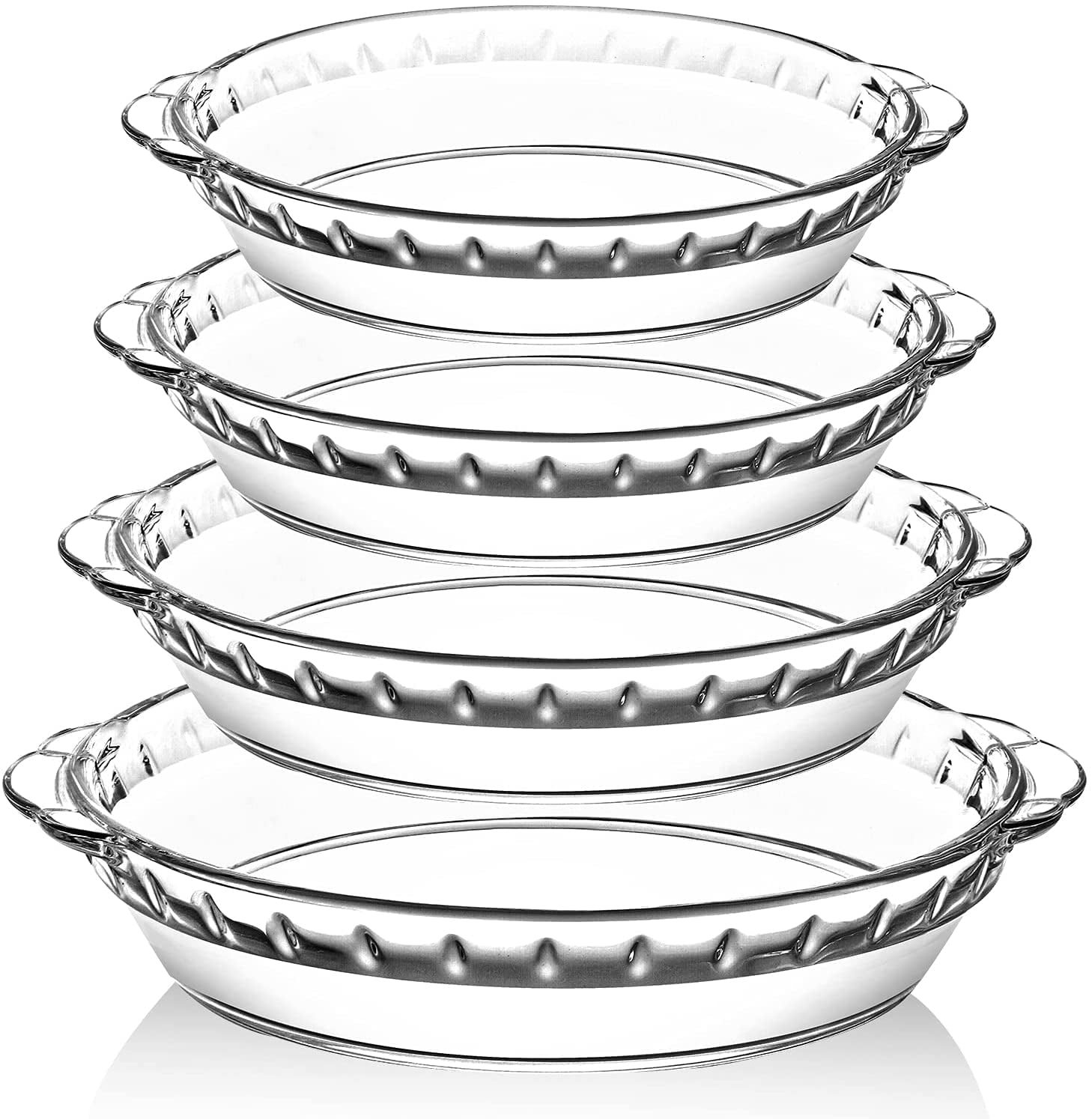 CN 4 Packs Glass Pie Plates, CN Deep Pie Pans Set (7"/8"/9"/10"), Pie ...