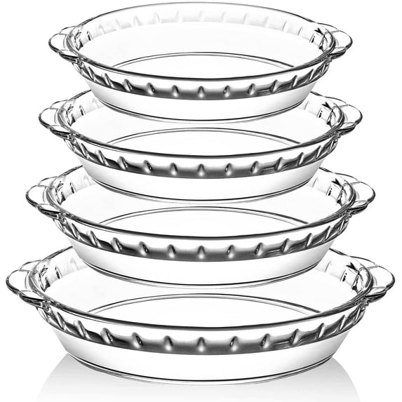 CN 4 Packs Glass Pie Plates, CN Deep Pie Pans Set (7"/8"/9"/10"), Pie ...