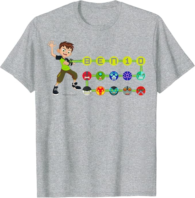 CN Ben 10 Omnitrix Alien Icons T-Shirt, Grey Color, Size S - Walmart.com