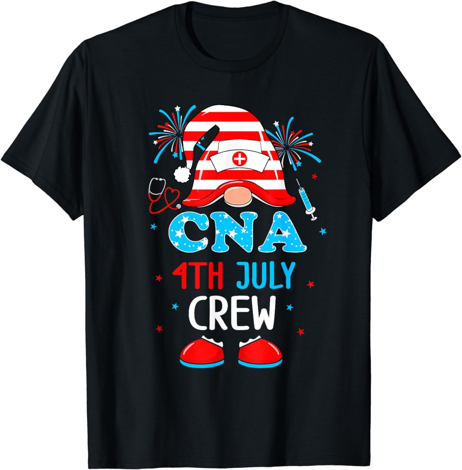 CNA 4th July Crew Patriotic Gnome Squad Independence Day T-Shirt - Walmart.com