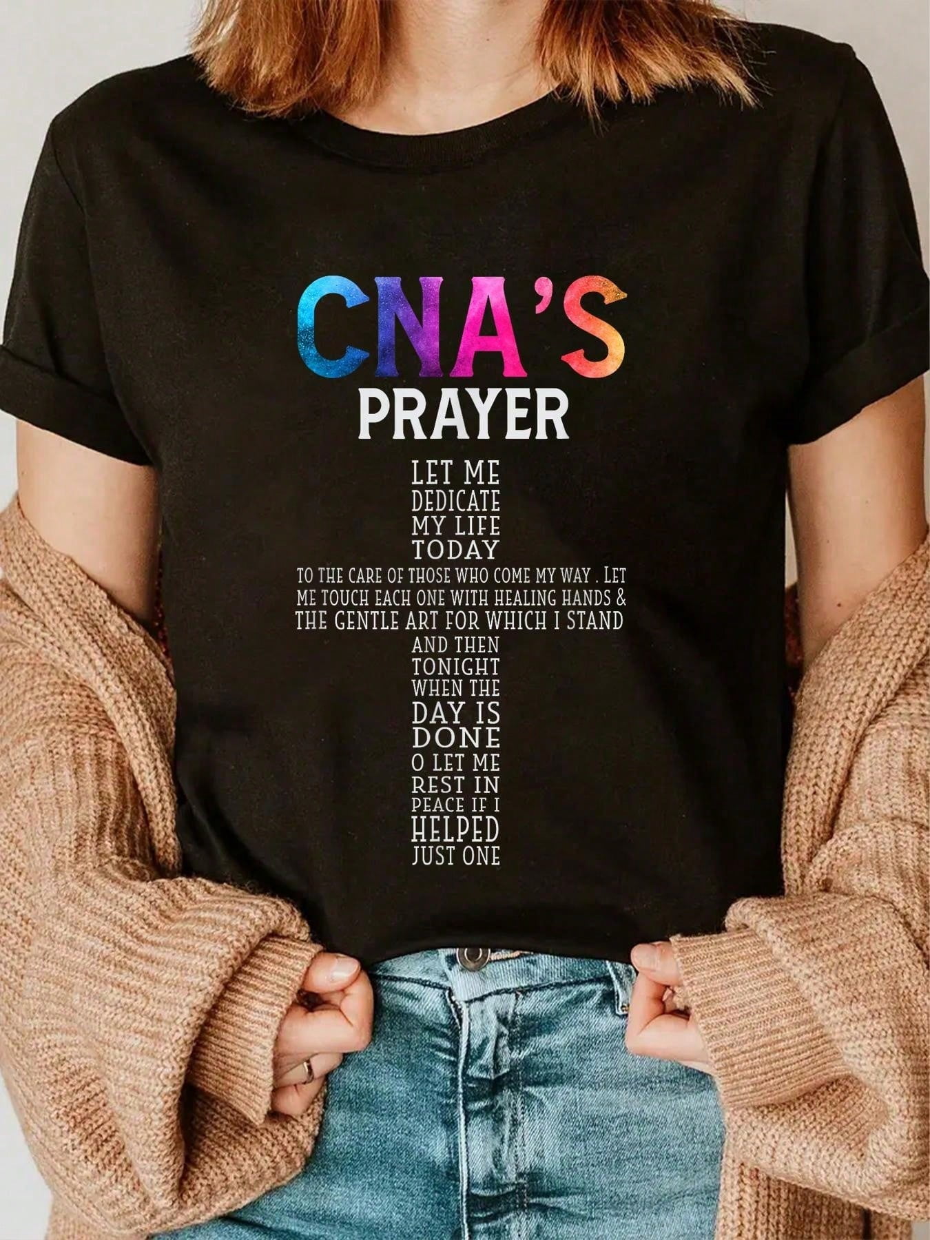 CNA Certified Nursing Assistant Gifts CNAs Prayer T-Shirt Casual Short ...