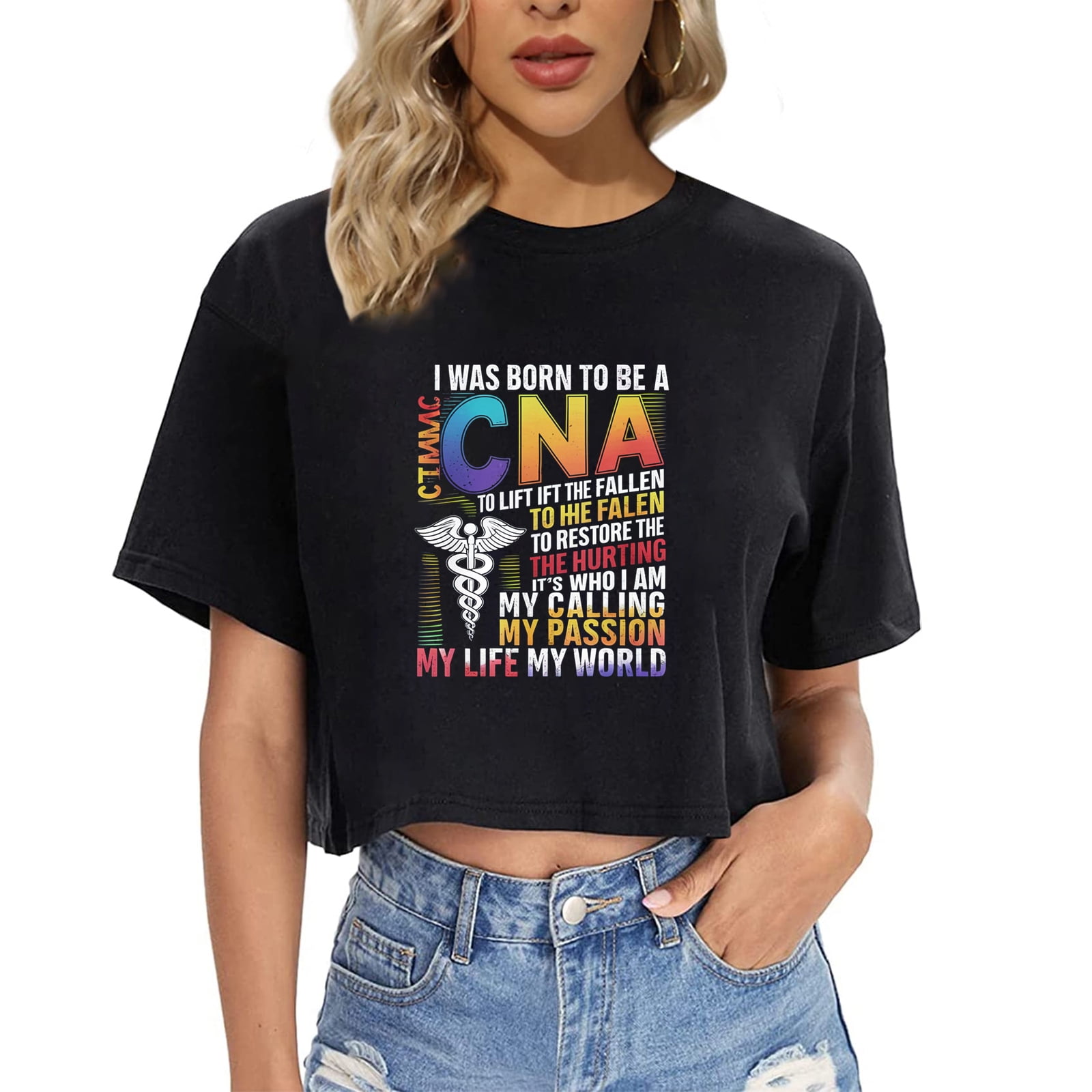 CNA Life Saver Crop T-Shirt Certified Nursing Assistant Gift Crop Tee - Walmart.com