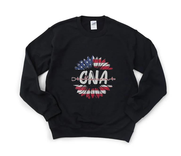 CNA Life USA Flag Sunflower Funny 4th July Medical Hero Nurse Gift Art ...