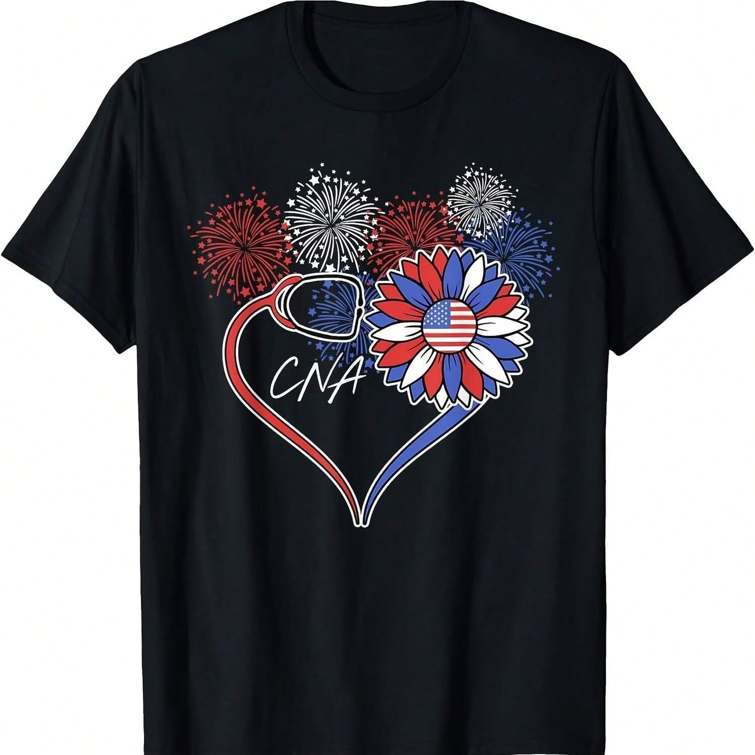 CNA Nurse Heart Flower S1Hirt Fireworks Patriotic Graphic T-S1Hirt ...