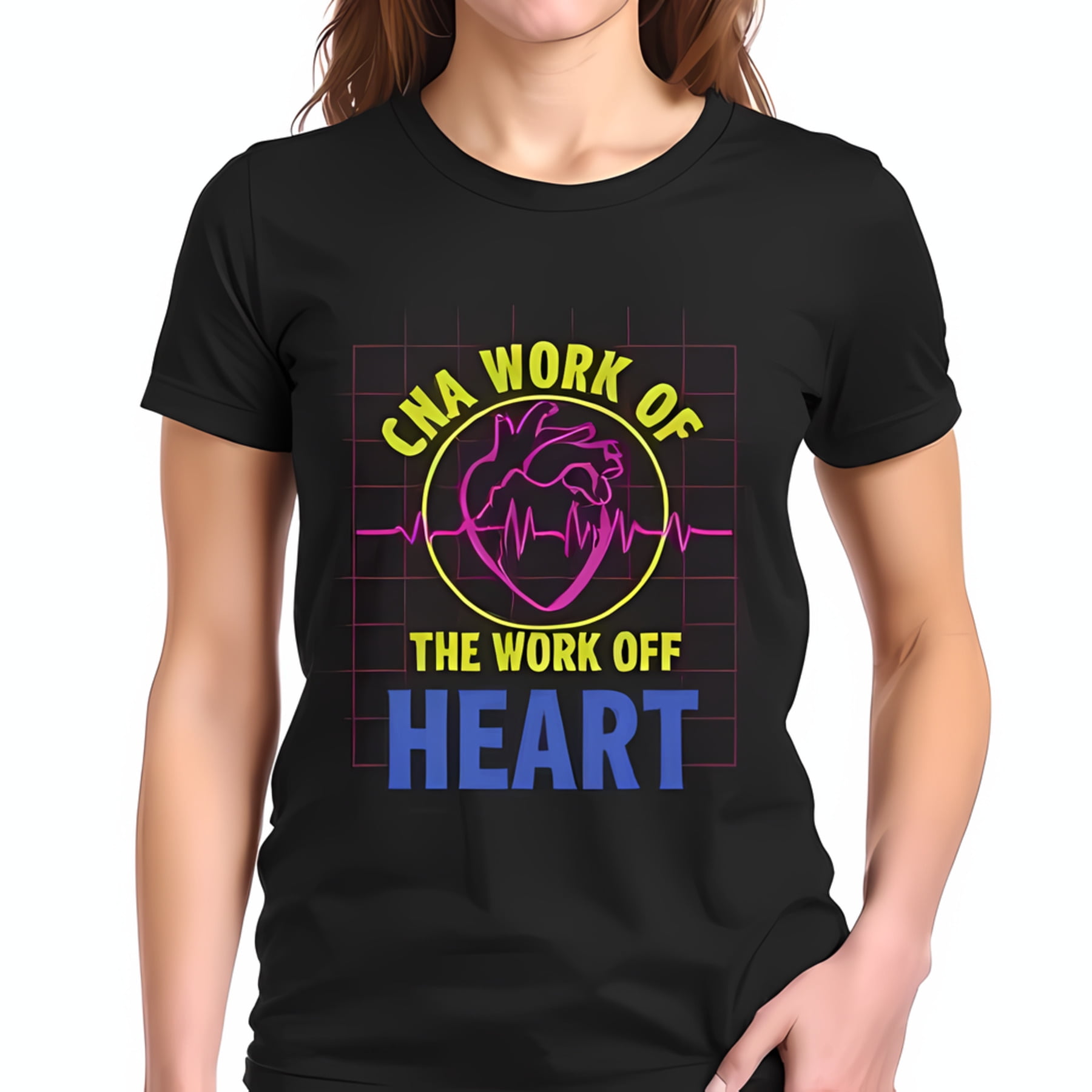 CNA Work of the Heart Cotton Short Sleeve T-Shirt - Colorful EKG ...