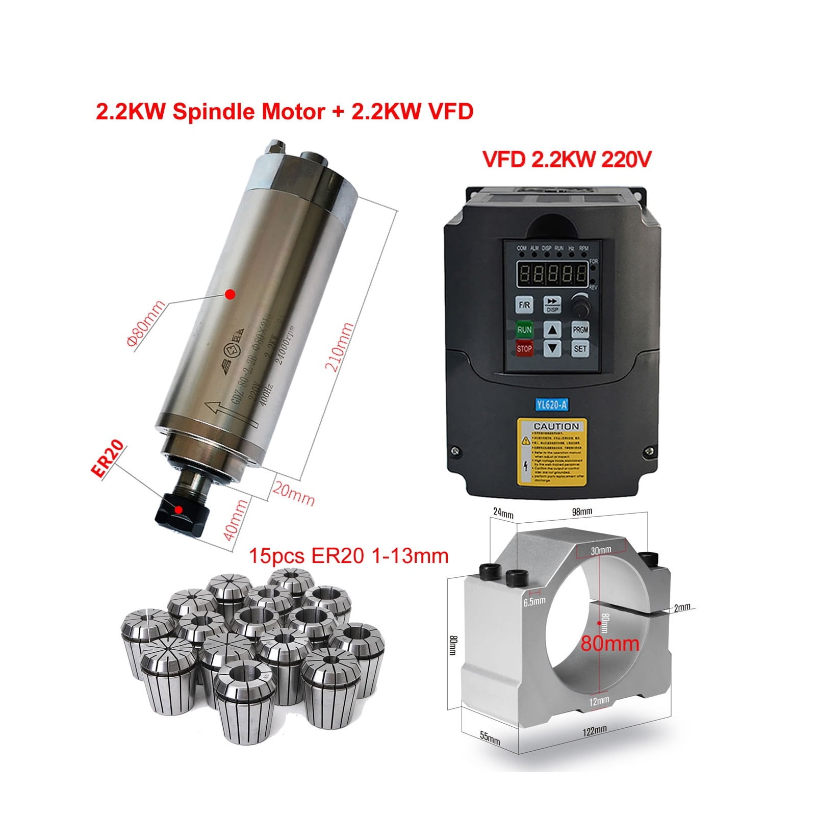 CNC 2.2KW 1.5KW Frequency Converter VFD Variable Frequency Driver Inverter 800W 1500W 2200W ...