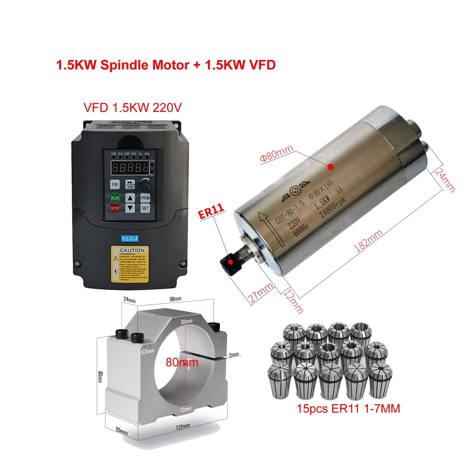 CNC 2.2KW 1.5KW Frequency Converter VFD Variable Frequency Driver Inverter 800W 1500W 2200W ...