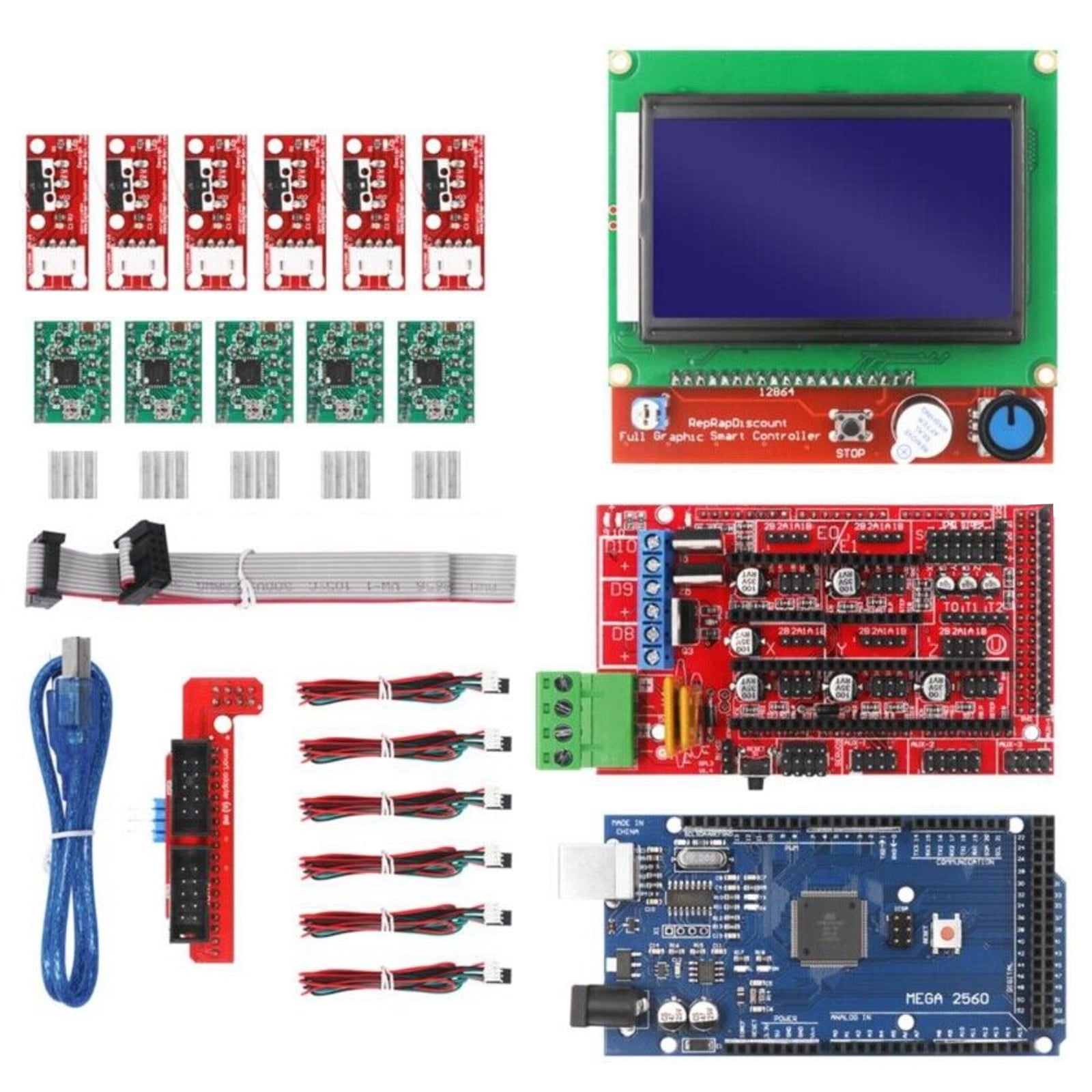 CNC 3D Printer Kit with Mega 2560 Boa,RAMPS 1.4 Controller ,LCD 12864 ...