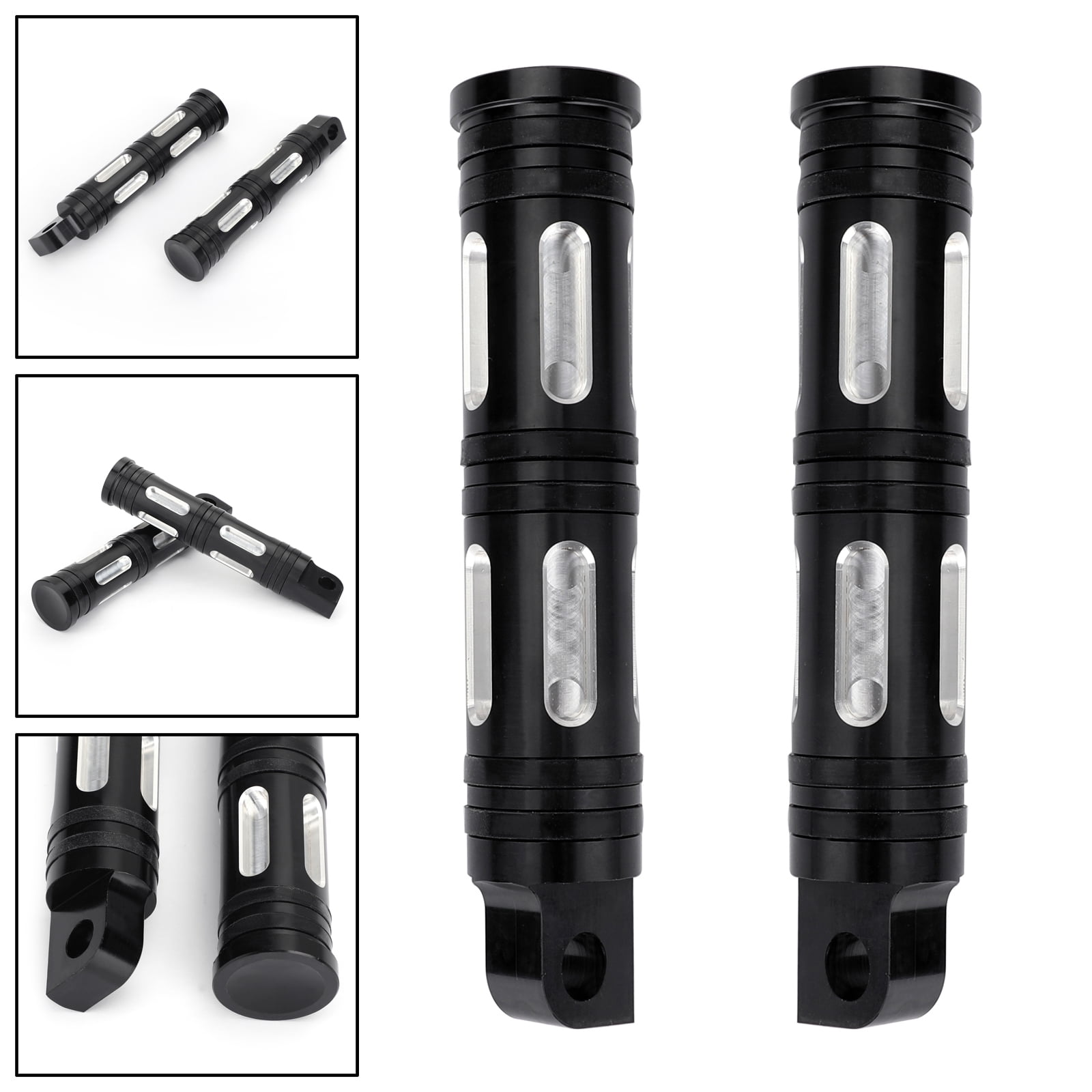 CNC Cut Motorcycle Black Foot Pegs For Harley Chopper Touring Sportster ...