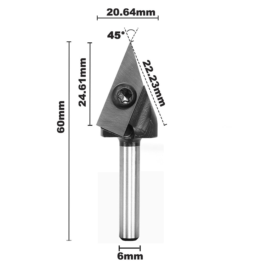 CNC Insert V-Groove Slotting Router Bit 45 Degree V Bit 1/4" 1/2" 6mm ...