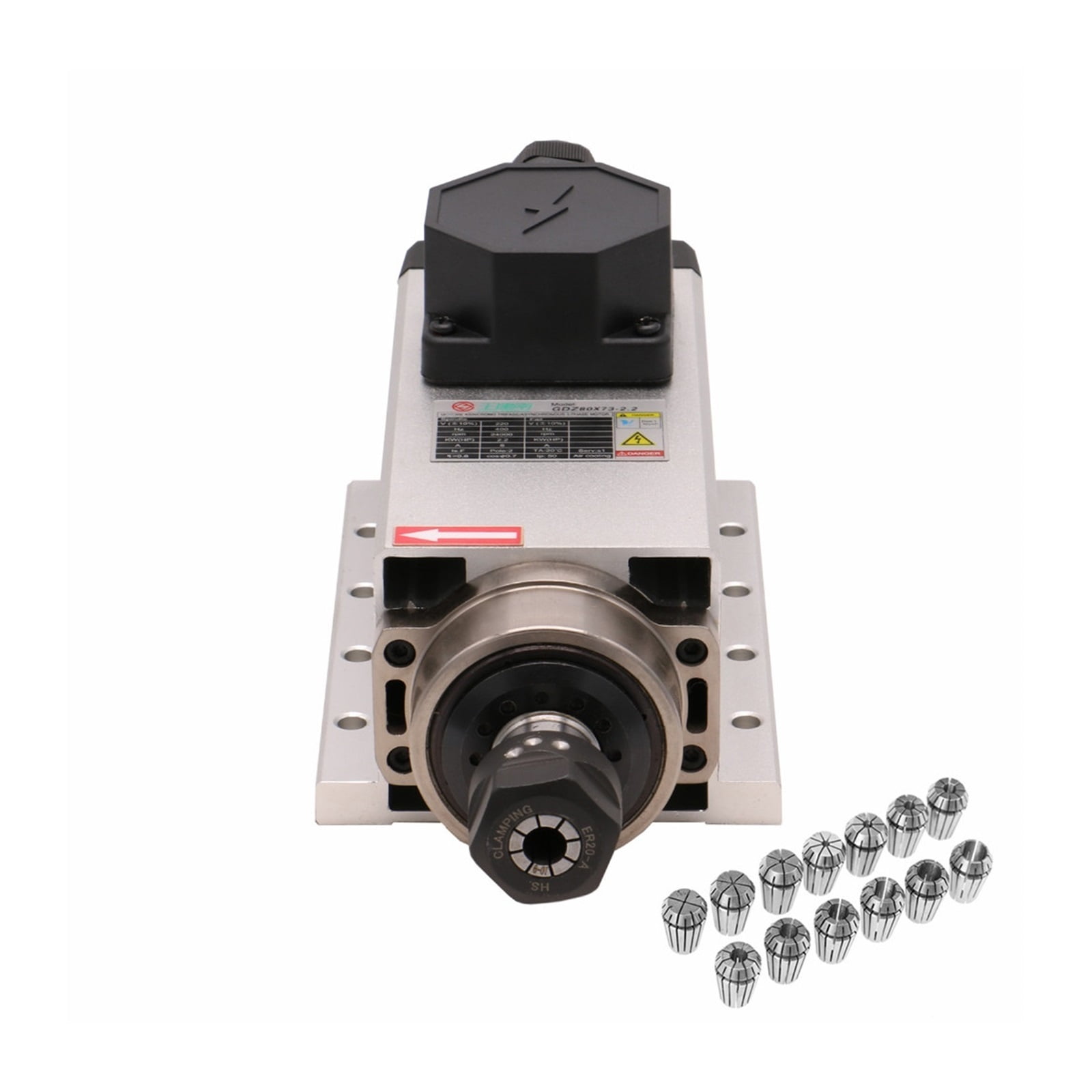 CNC Machine Tool Spindle 2200w 2.2kw 24000RPM 400hz ER20 Air Cooling ...