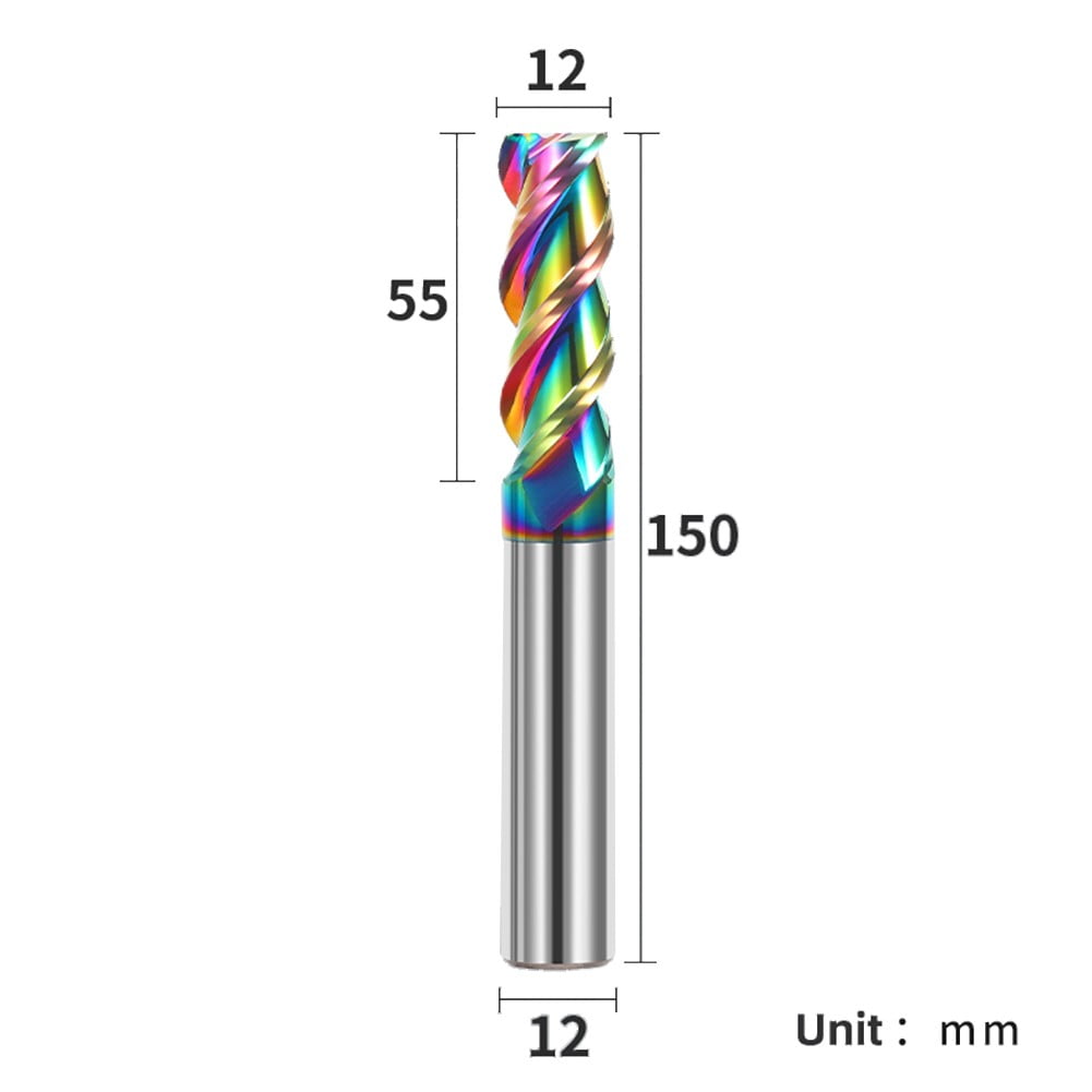 CNC Milling Cutter 3 Flute End Mill CNC Use Finishing Grooving Roughing ...