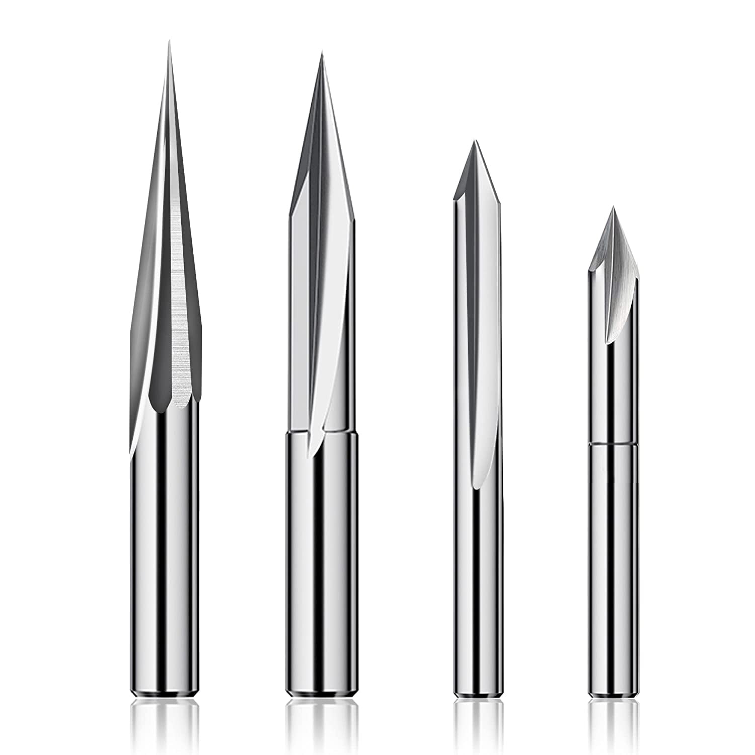 CNC Router Bits Set 1/4 Shank, Engraving Wood Carving Bit 6mm & 4mm, V ...