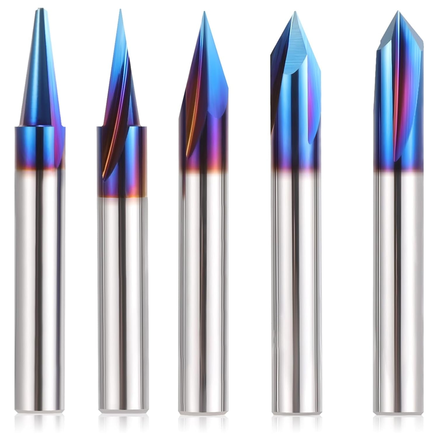 CNC Wood Carving Router Bits Set, 5PCS 1/4'' Shank with 15 Detail ...