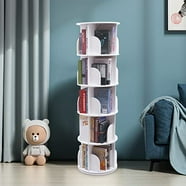 "Bimiti 5-Tier Rotating PVC Bookshelf, 20 Shelves Book Tower, Spinning ...