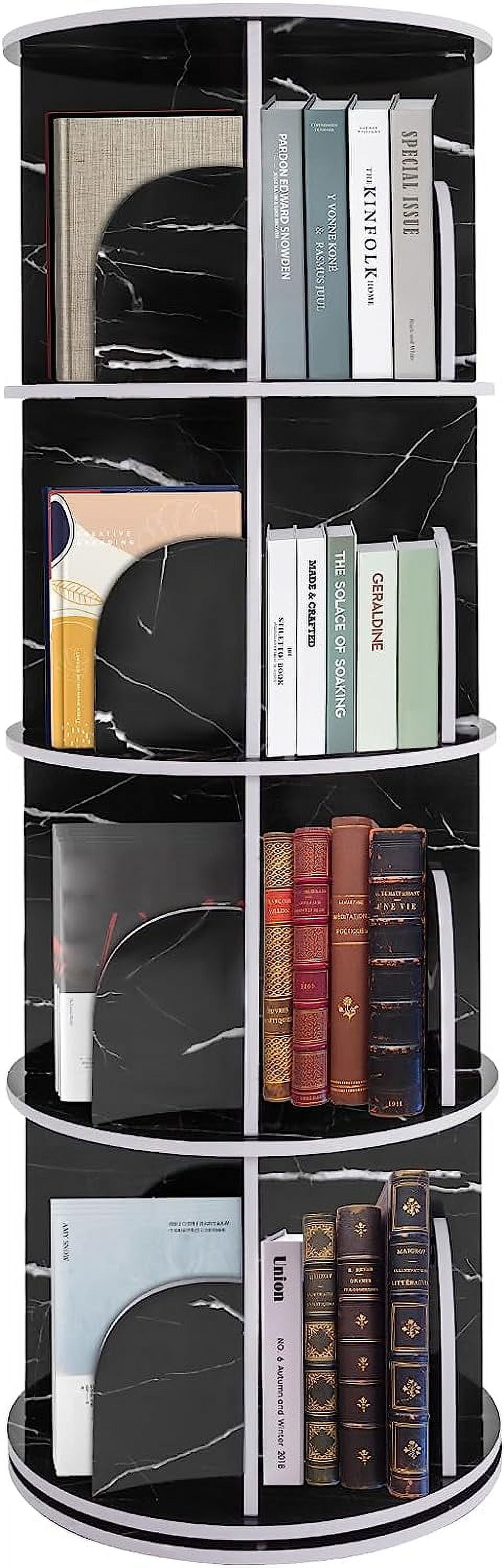 CNCEST 4 Tier Rotating Display Bookshelf - Black Marble 360 View Unique ...