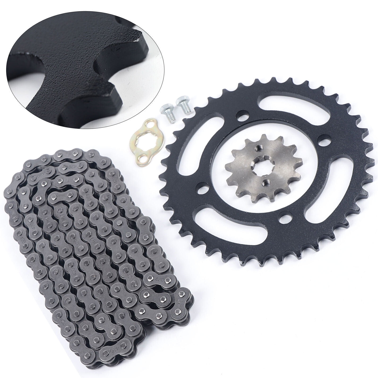 420 Chain with Front and Rear Sprocket For Dirt Pit Bike ATV Go Kart ...