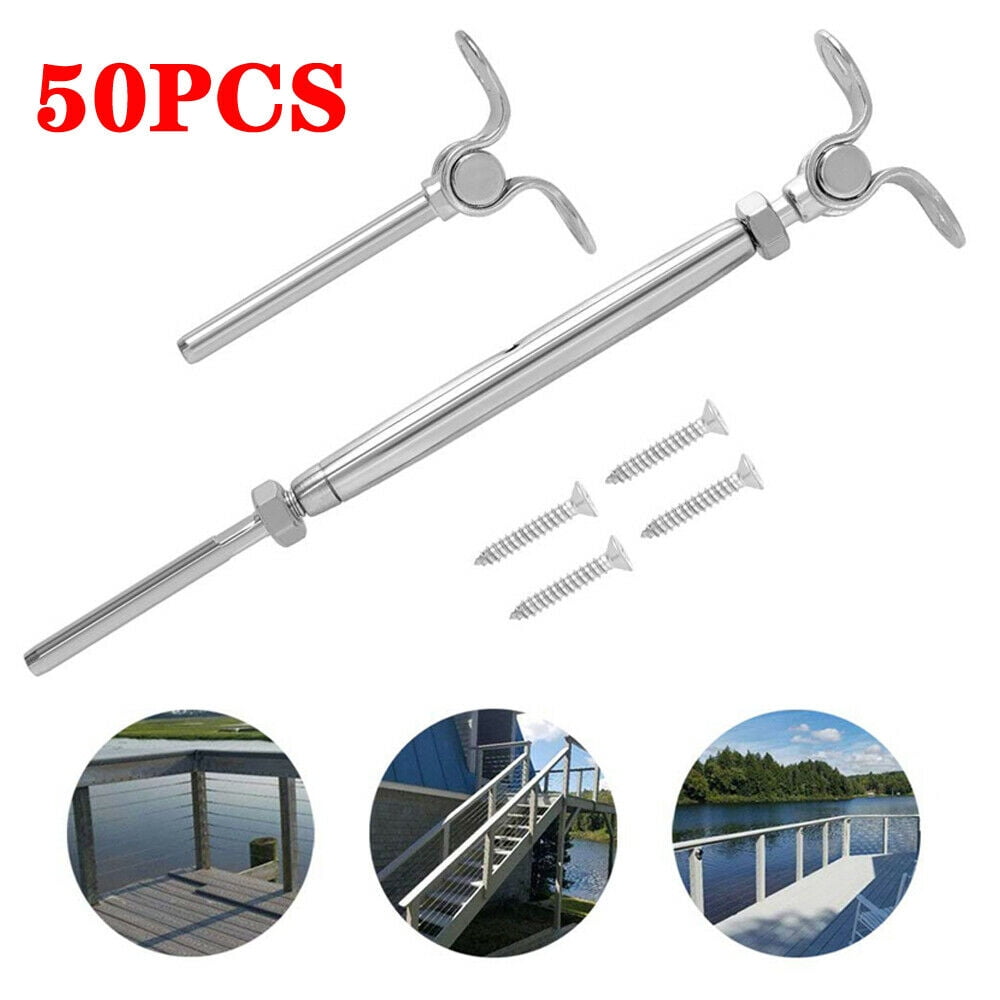 50X T316 Stainless Steel Tensioner Deck Toggle For 3/16" Cable Railing ...