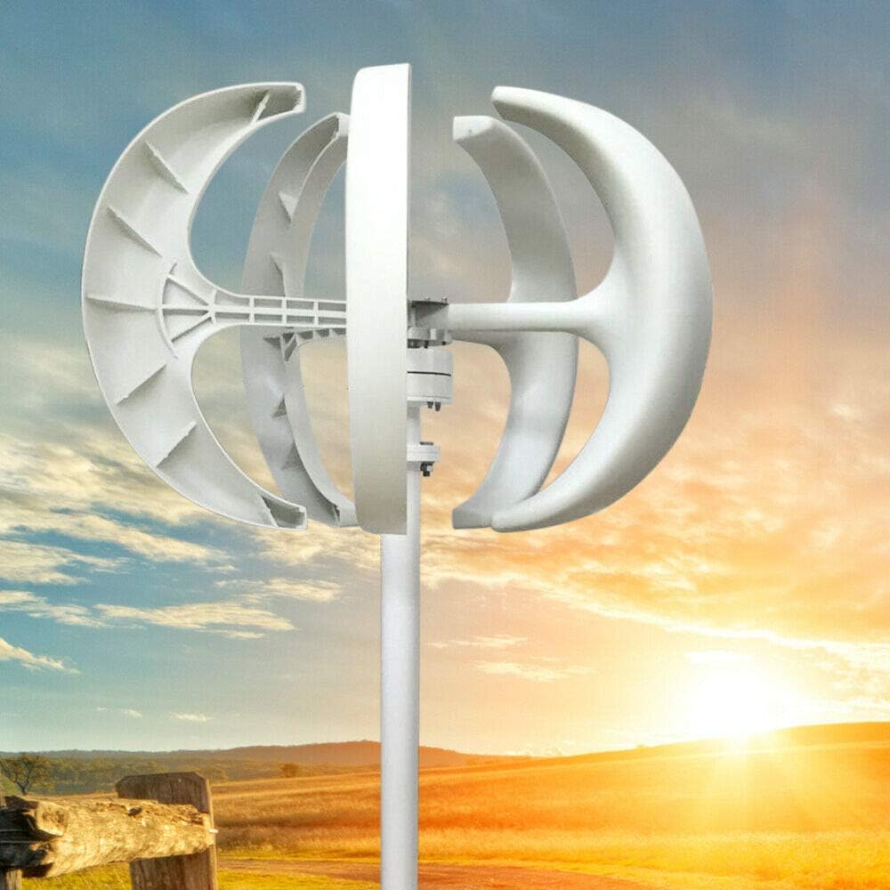 CNCEST 600W Wind Turbine 12V, Lantern Type 5 Blades Vertical Wind ...