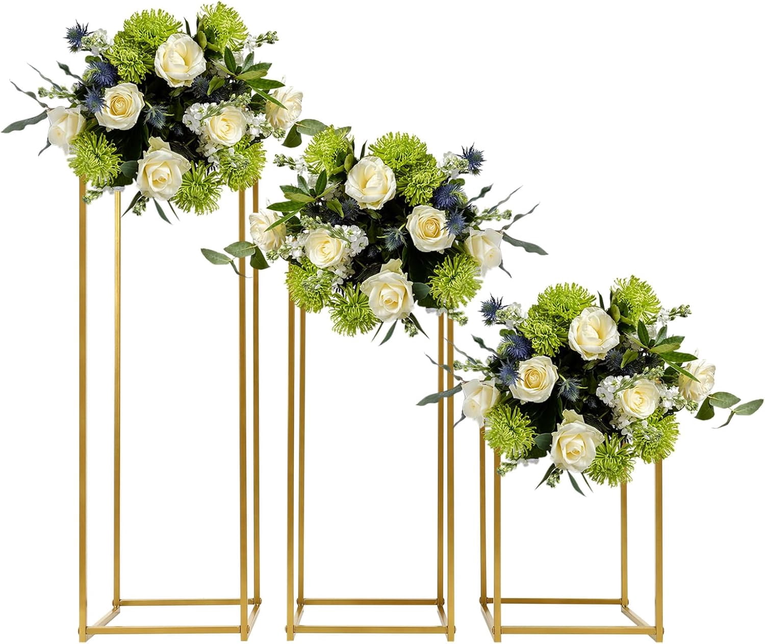 CNCEST 6Pcs Gold Pedestal Stands, 3 Sizes, Geometric Centerpiece Vases ...