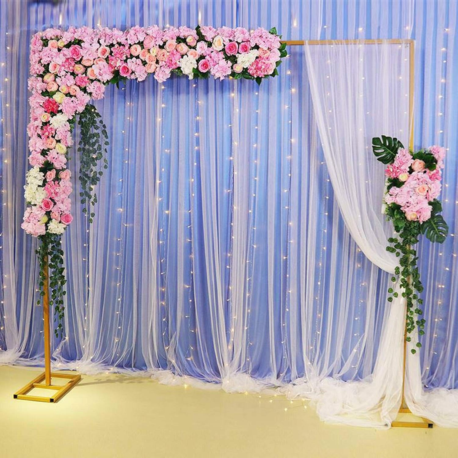 CNCEST 9.8ft x 9.8ft Square Balloon Background Gold Metal Wedding Arch ...