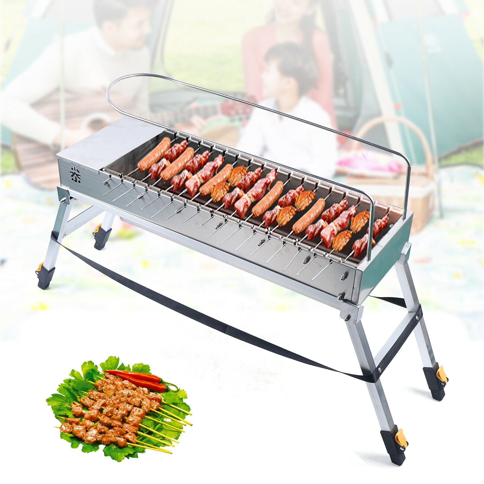 CNCEST Automatic Flip Barbecue Stove Outdoor BBQ 17X Roast rods ...