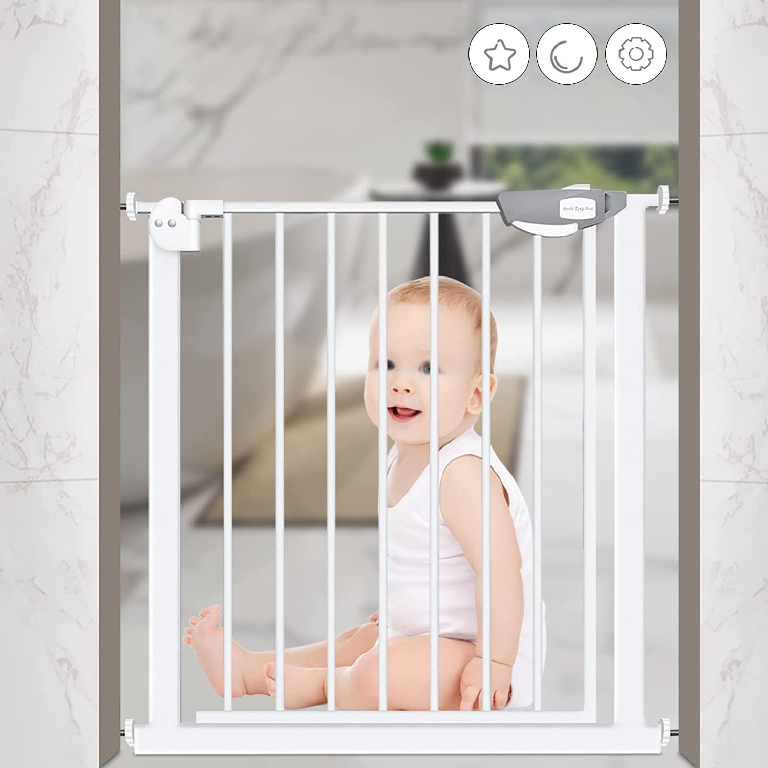 CNCEST Double Locking Pet Gate Chlid Extra Wide Safety Stair Gate ...