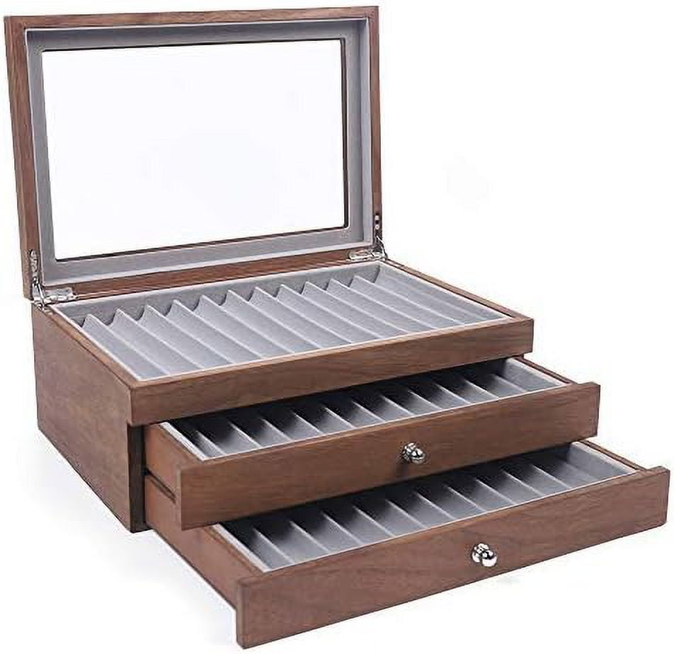 CNCEST Ethedeal 34 Slots Display Box Wood Pen Display Case Fountain Pen ...