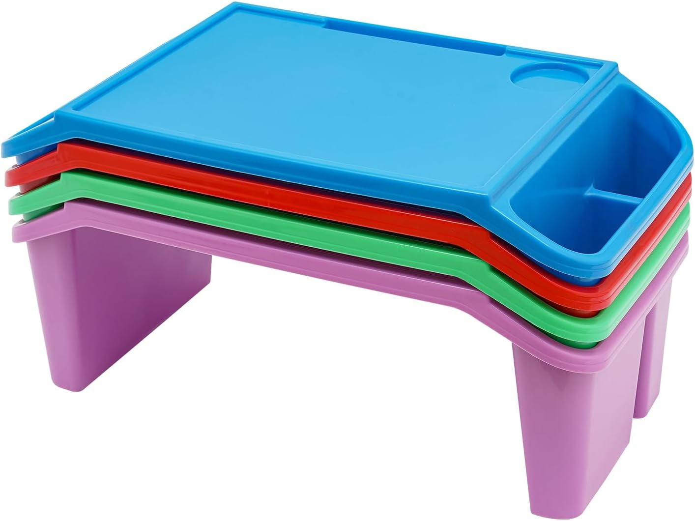 CNCEST Kids Lap Desk Tray, Plastic Breakfast Laptop Trays with Side ...
