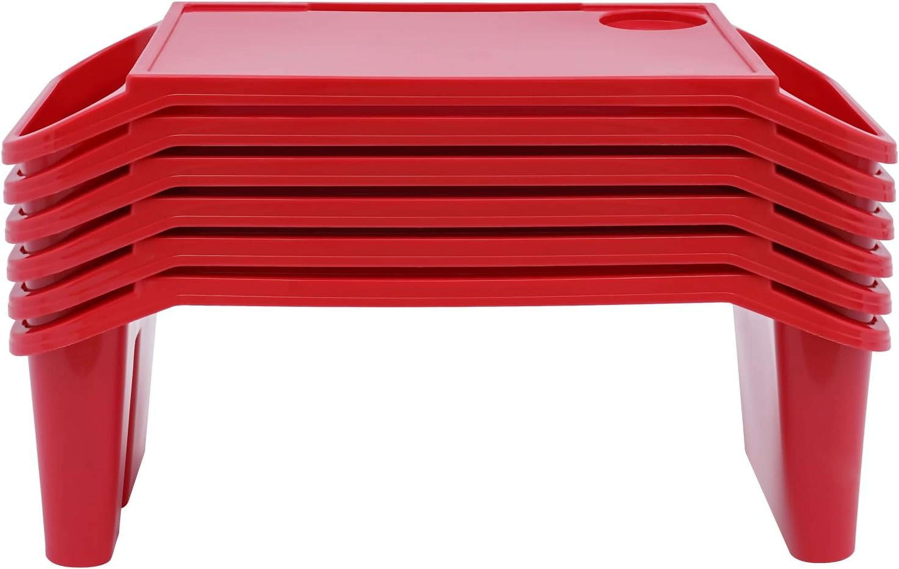 Kids Lap Desk Tray, Plastic Breakfast Laptop Trays with Side Pockets ...