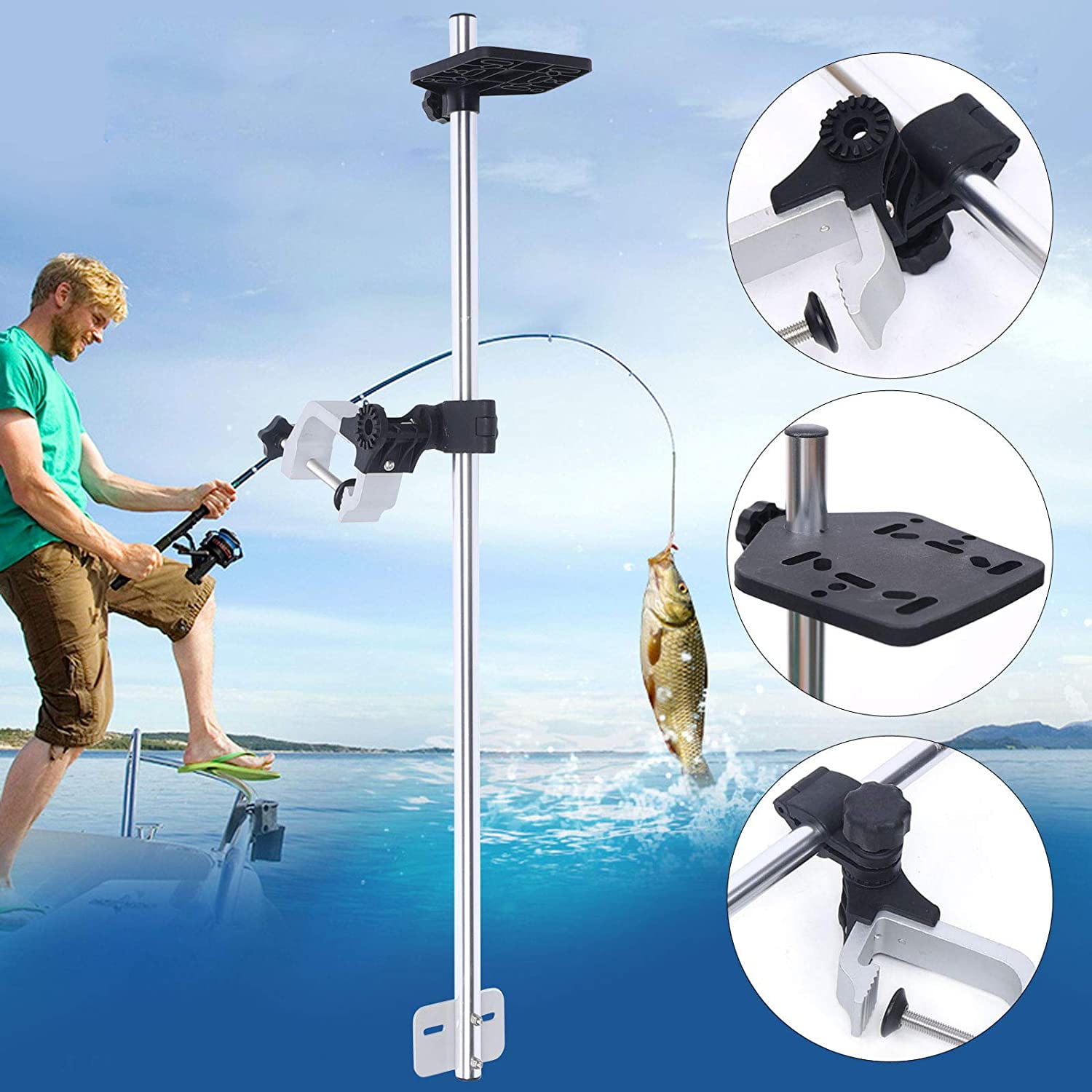 CNCEST Portable Transducer Bracket + Fish Finder Mount Fish Finder Rack ...