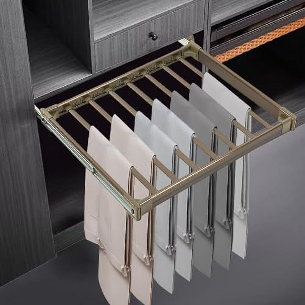 CNCEST Pull Out Trousers Rack, Retractable Wardrobe Pants Rack ...