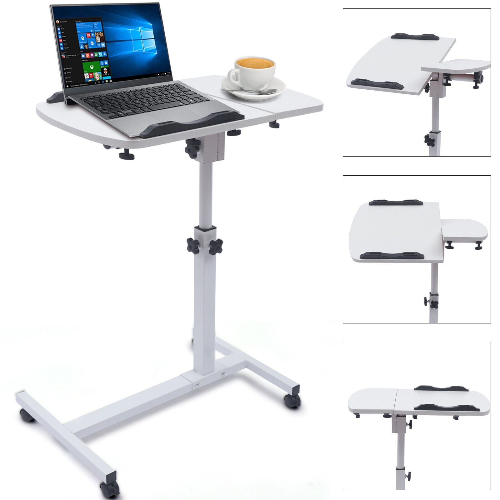 CNCEST Portable Rolling Laptop Desk with Wheels, Adjustable Height ...