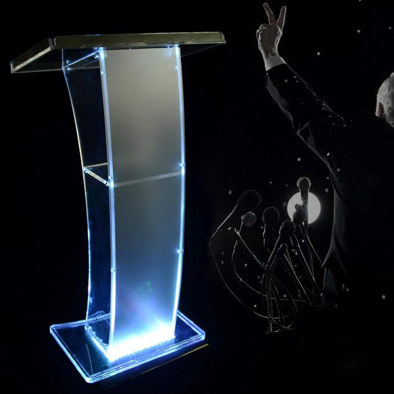 CNCEST Slanted Podium Lectern Conference Pulpit Acrylic Podium Clear ...