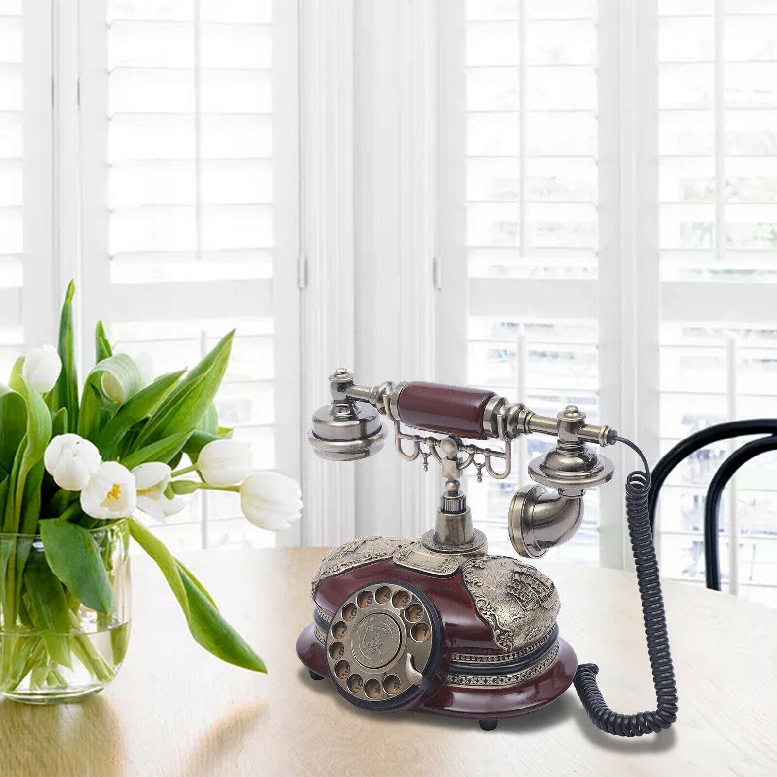 CNCEST Vintage Telephone Retro Rotary Dial Telephone Room Decor Resin 9 ...