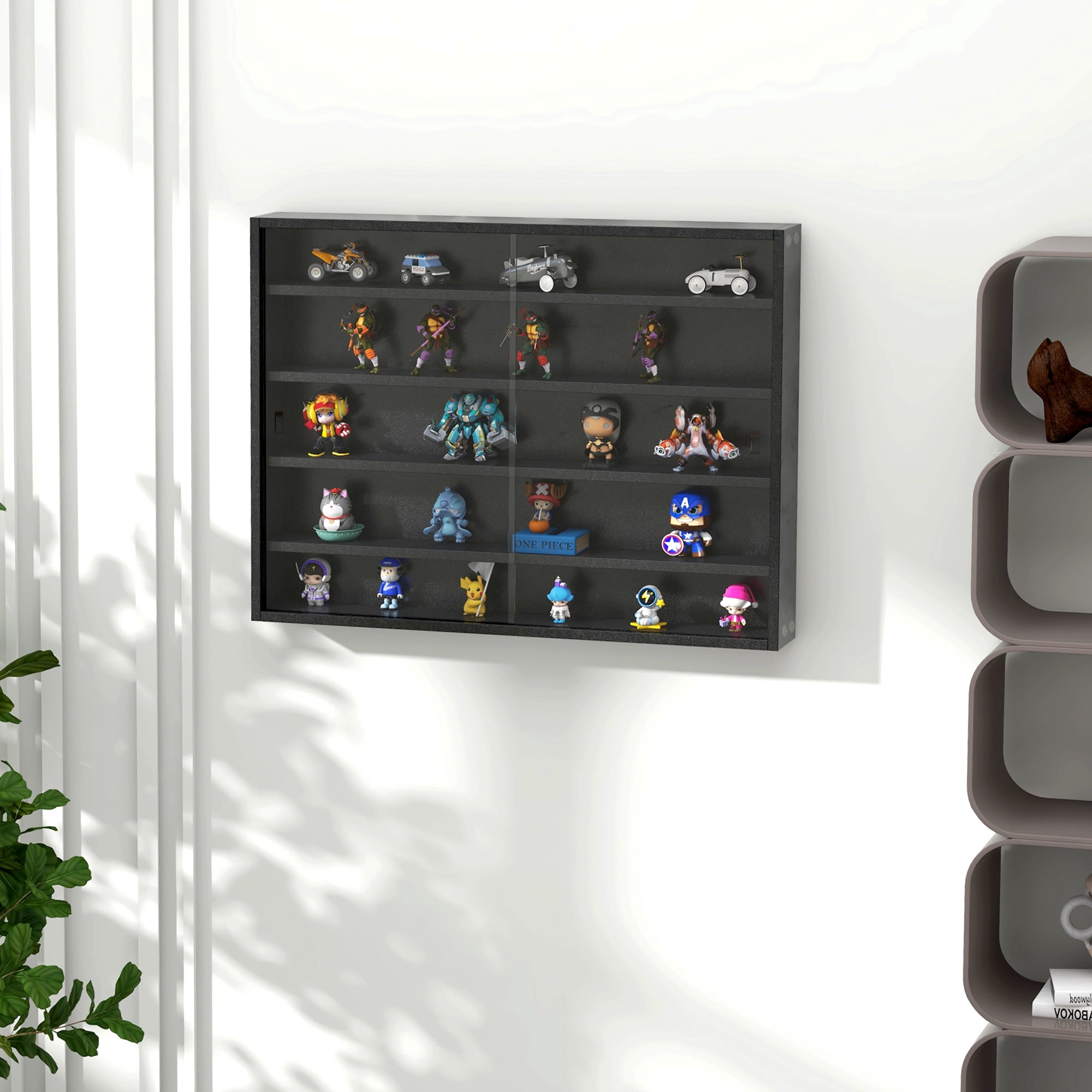 CNCJ 5-Tier Display Cabinet with Adjustable Shelves, Wall-Mounted ...