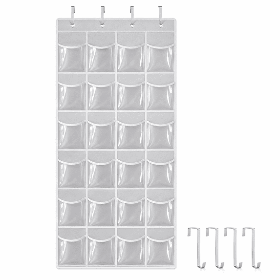 CNDRLEF 24-Pocket Over-the-Door Shoe Organizer, Clear Hanging Shoe ...