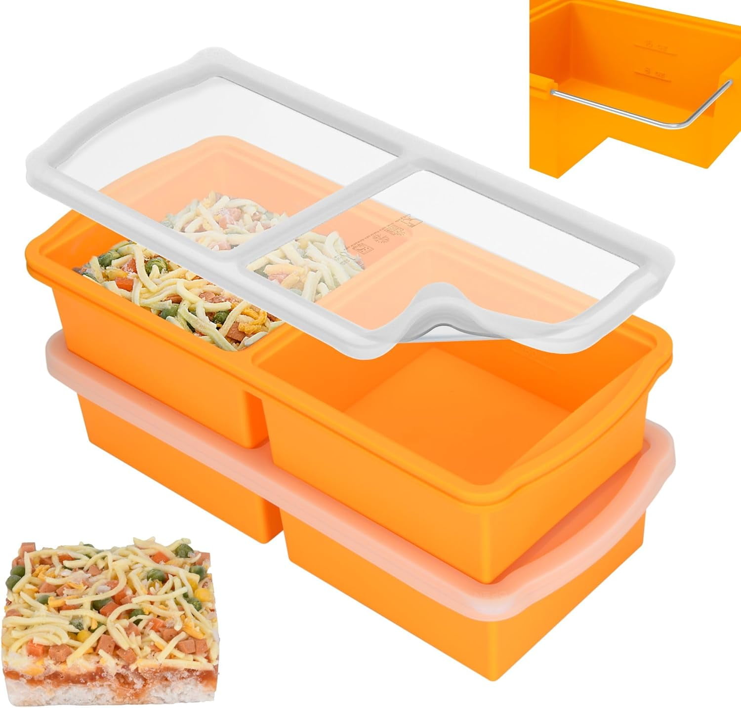 CNF Silicone freezer molds, 2-cup Silicone Freezer Trays with Lid,Soup ...